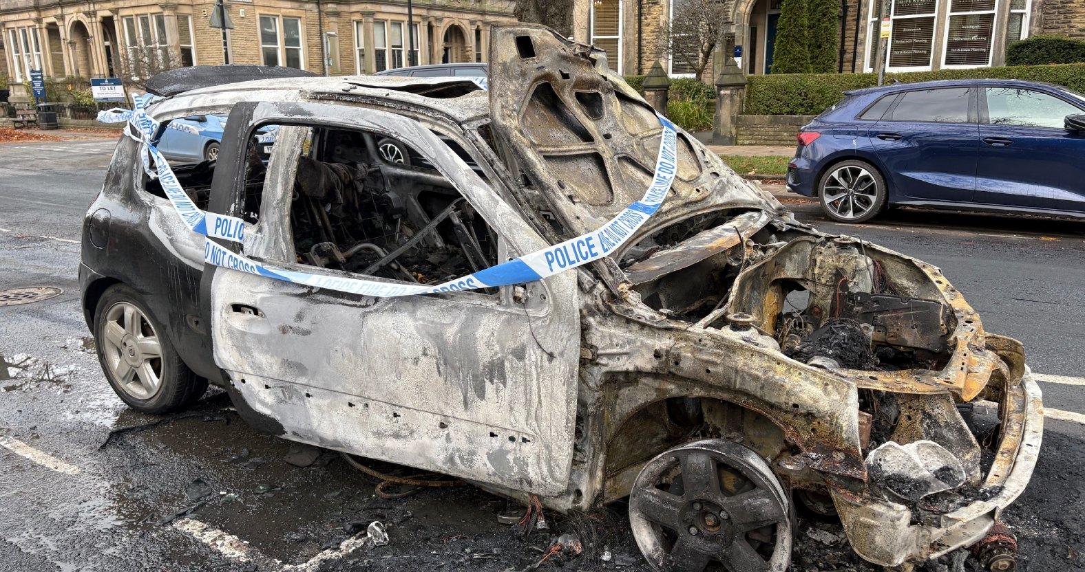 Fire destroys car on Harrogate's Victoria Avenue
